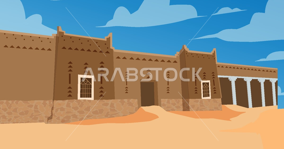 Vector Cartoon Design, Diriyah City, Riyadh, the oldest city in Saudi ...