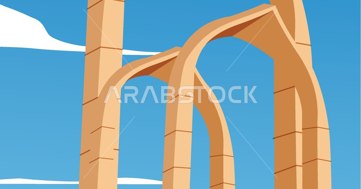 Vector cartoon for Tabuk city gate, Saudi Arabia, vector Illustrator ...
