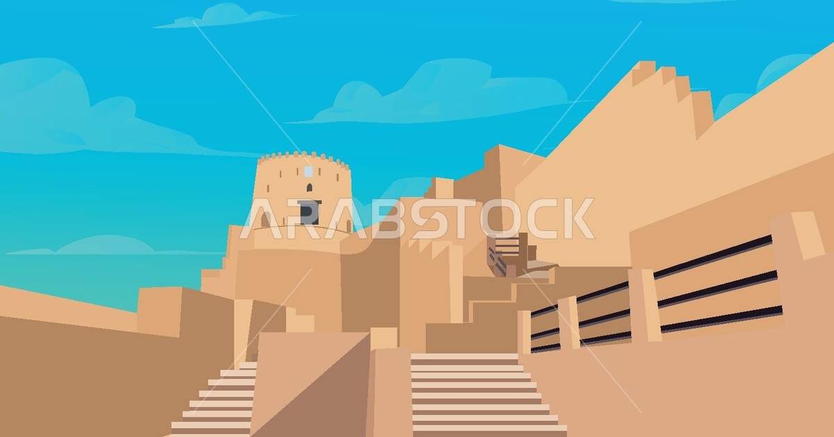 Vector for designing Muttrah Castle, the Wilayat of Muttrah, important ...