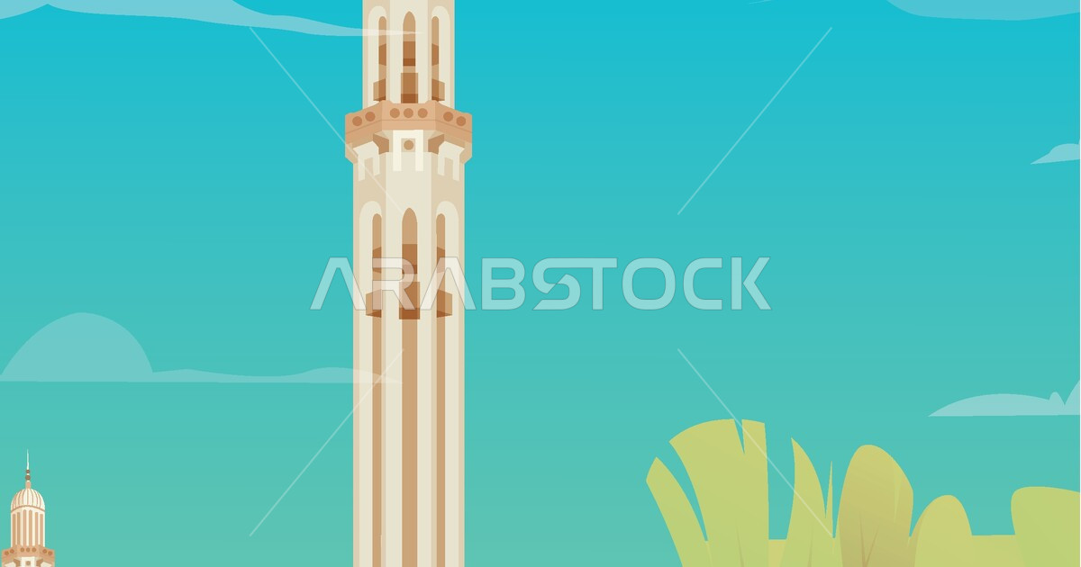 Vector cartoon design for Sultan Qaboos Mosque, Muscat, Sultanate of ...