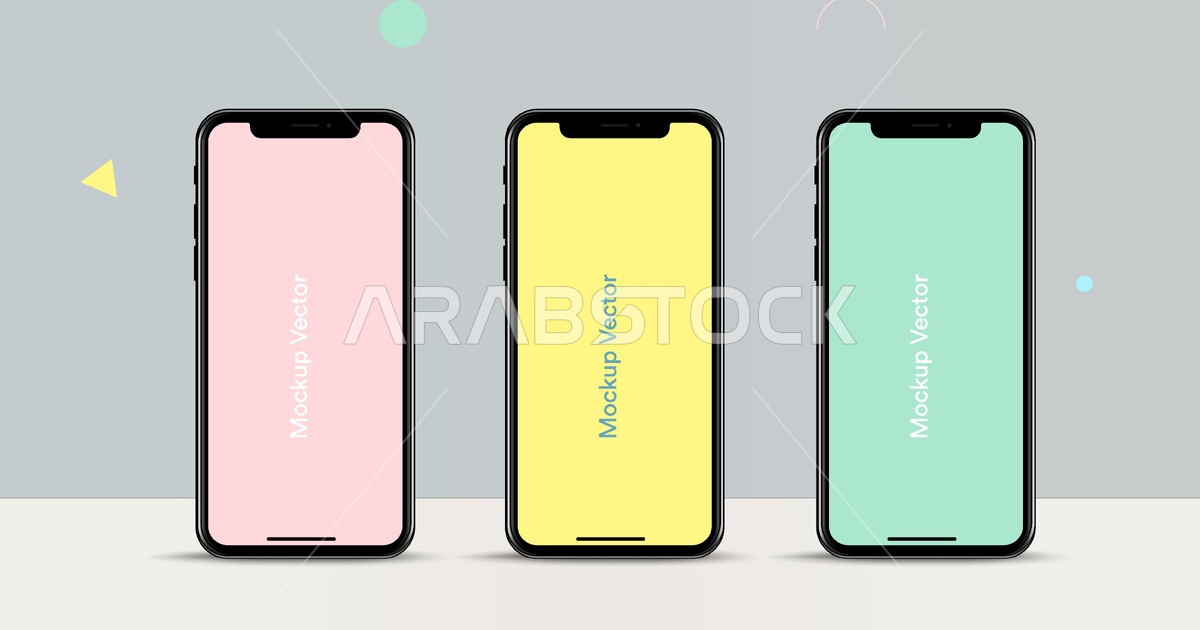 Vector design a set of models for smartphones, design a transparent ...