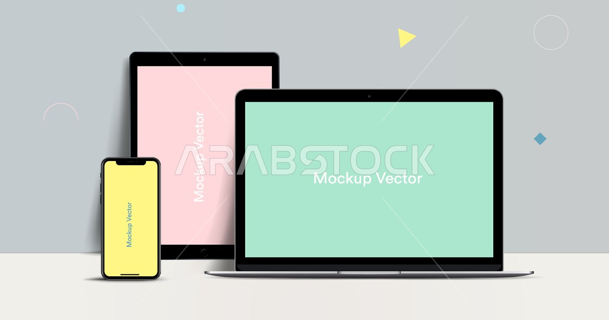 Vector design a set of models for smartphones, design a transparent ...