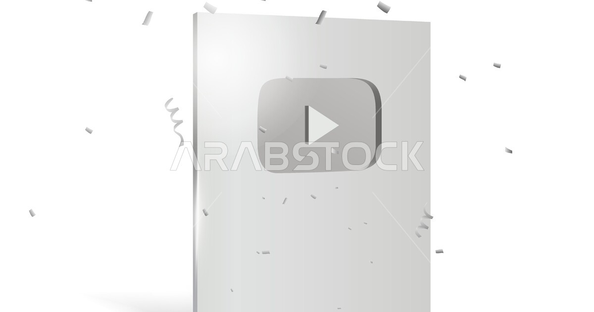 Vector silver youtube shield icon, social media, youtube badge, 3D ...