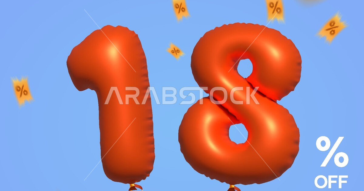 Vector graphic element for discounts, 18% discount banner in the form ...