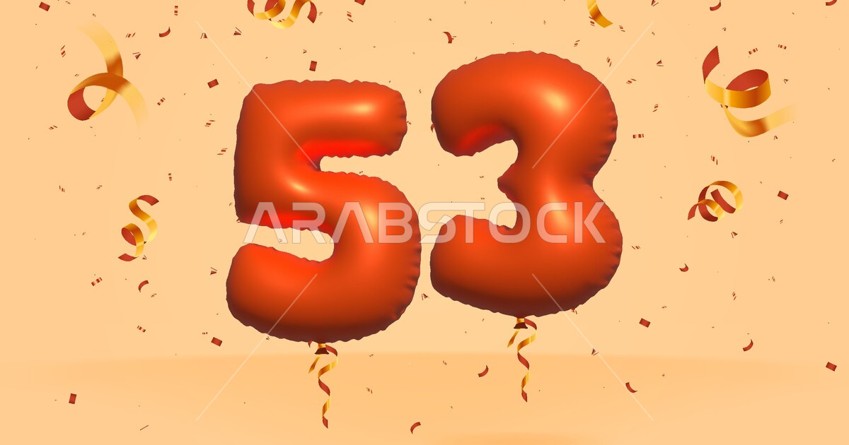 Vector Design Number 53 Red 3D Helium Balloons Party Decorations ...