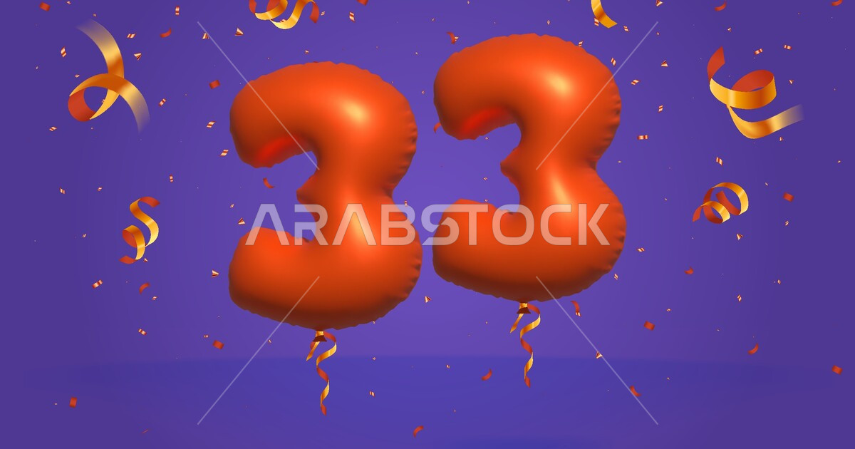 Vector Design Number 33 Red 3D Helium Balloons Party Decorations ...