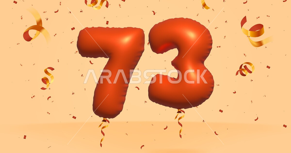 Vector Design Number 73 Red Helium 3D Balloons Party Decorations ...