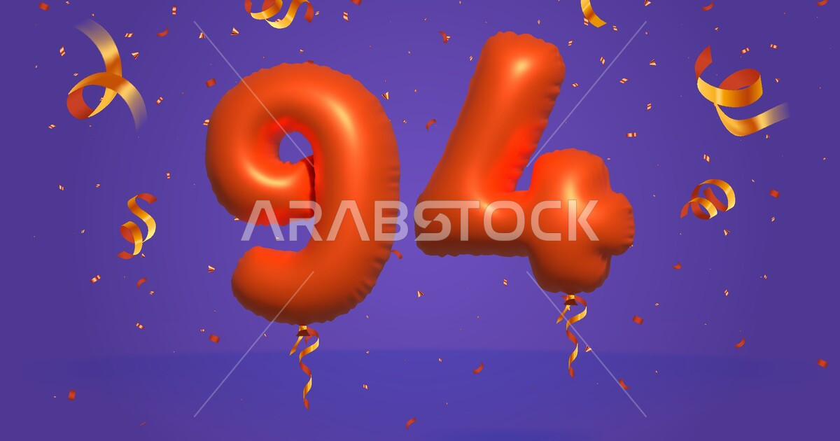 Vector Design Number 94 Red 3D Helium Balloons Party Decorations ...