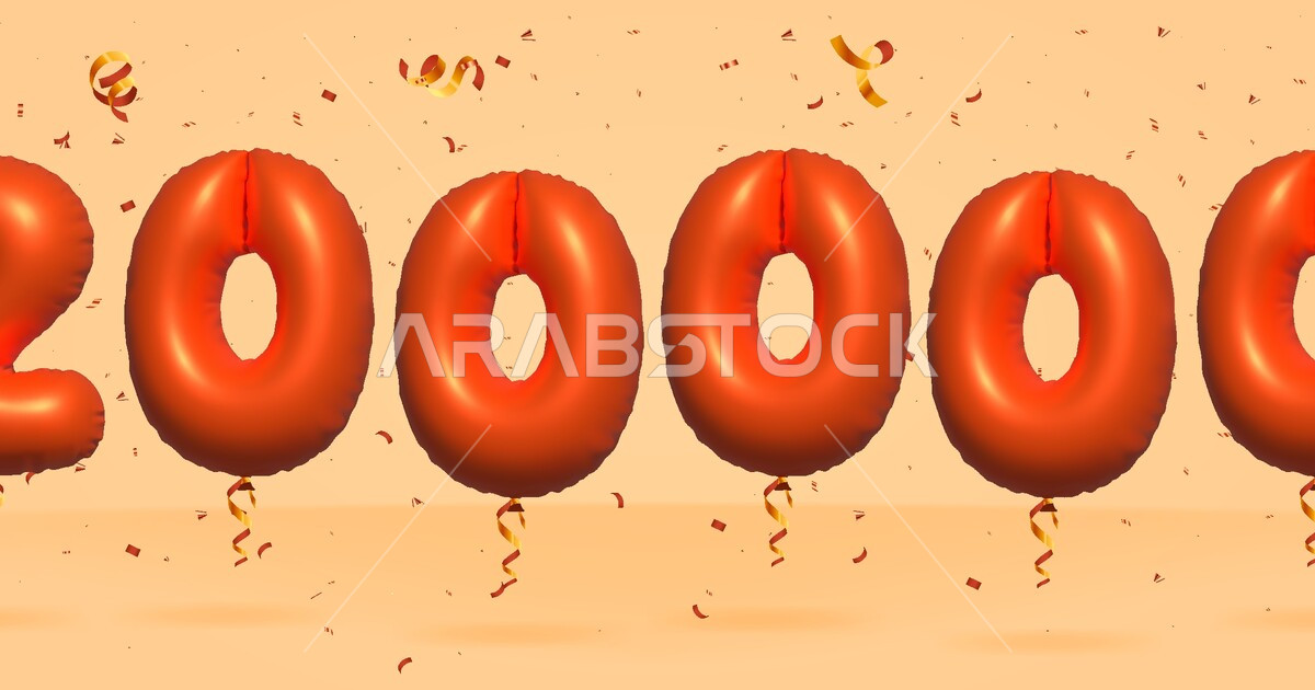 Vector Banner Design 200K Number 3D Balloons, Colorful Wallpaper, 3D ...