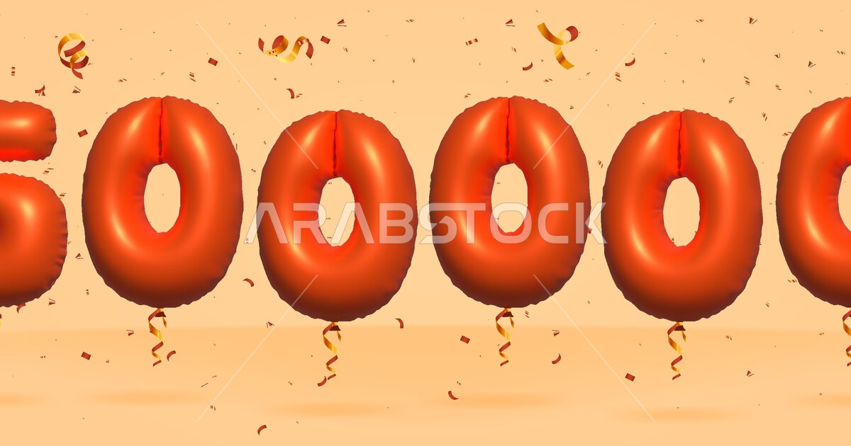 Vector banner design with 500k number in the form of 3d balloons ...
