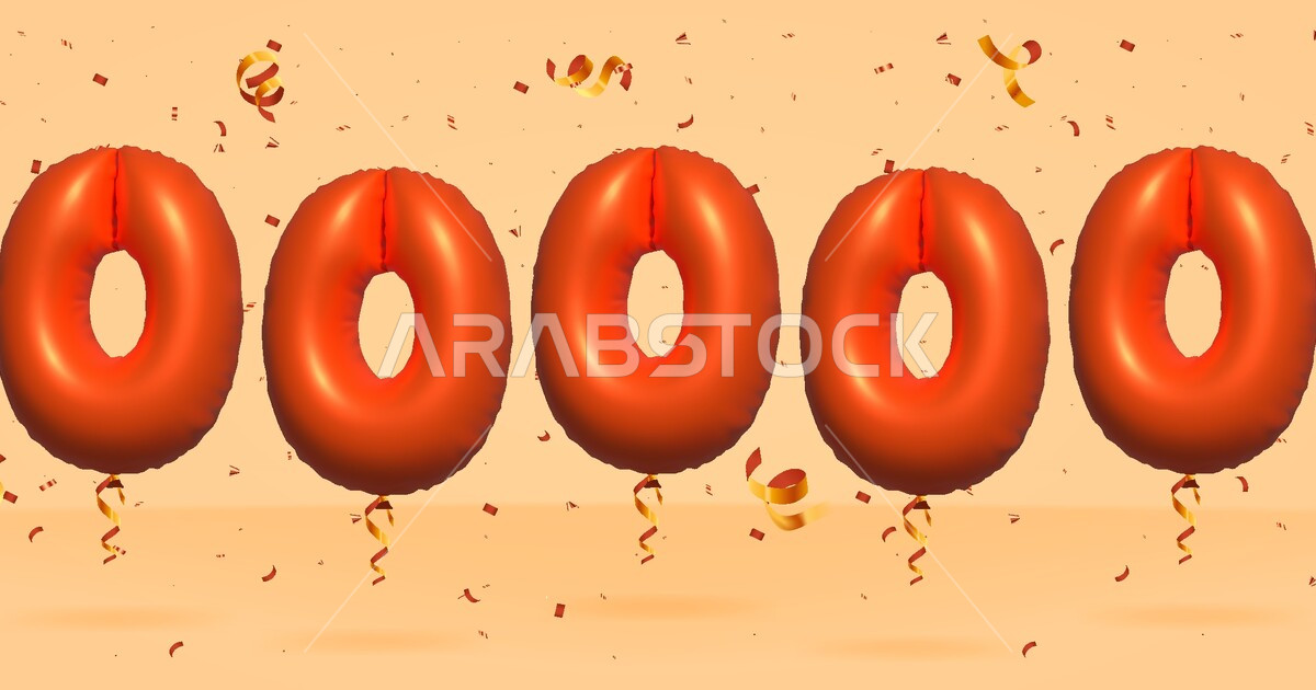 Vector Banner Design 3D Number 6 Million Balloons, Colorful Wallpaper ...