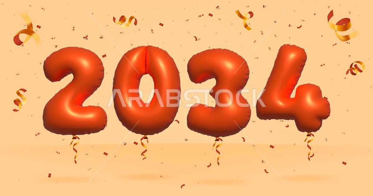 Vector design number 2034 in the form of red helium balloons, Gregorian ...