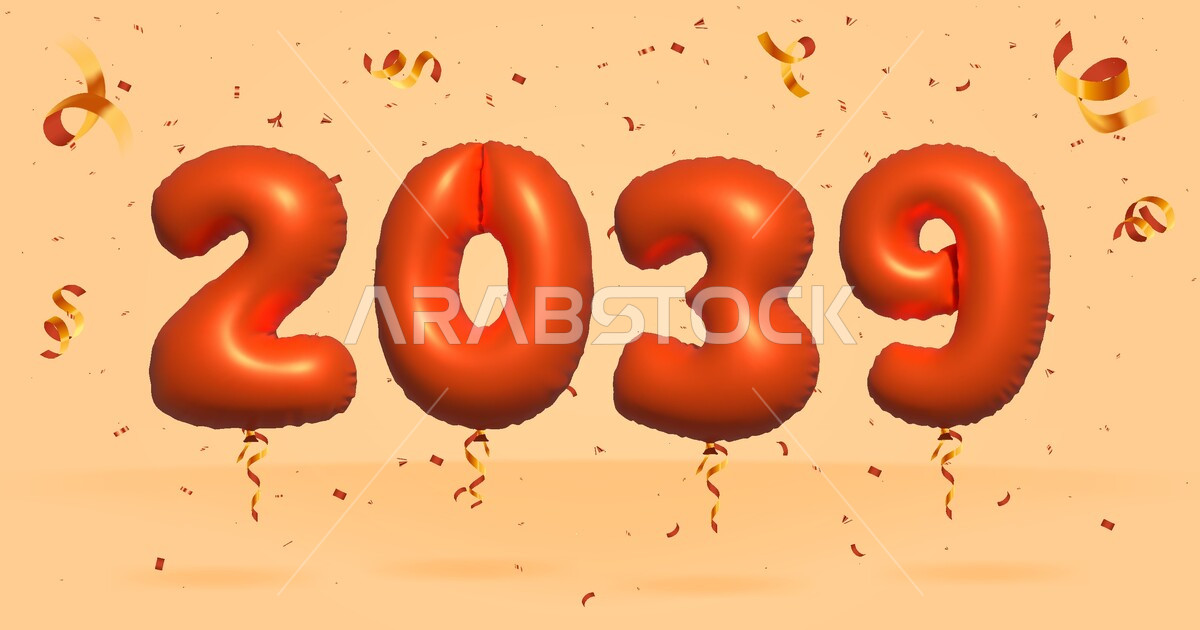 Vector design number 2039 in the form of red helium balloons, birthday ...