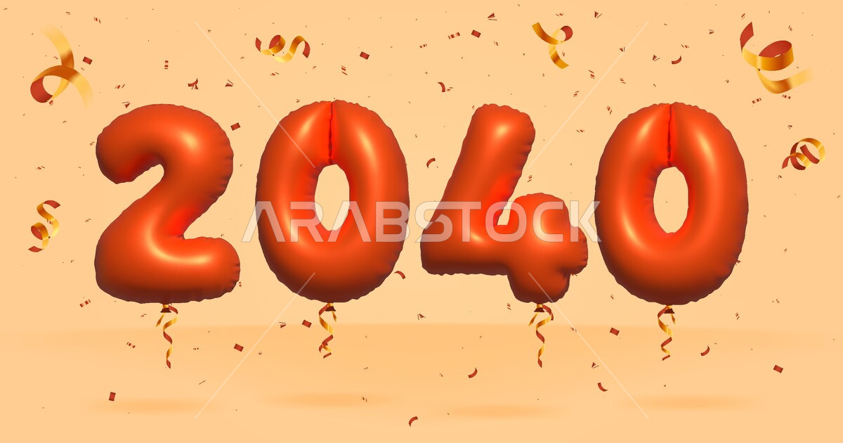 Vector design number 2040 in the form of red helium balloons, Gregorian ...