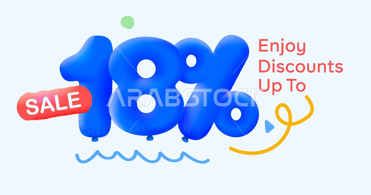 Vector graphic element for discounts, 18% discount banner in the form ...