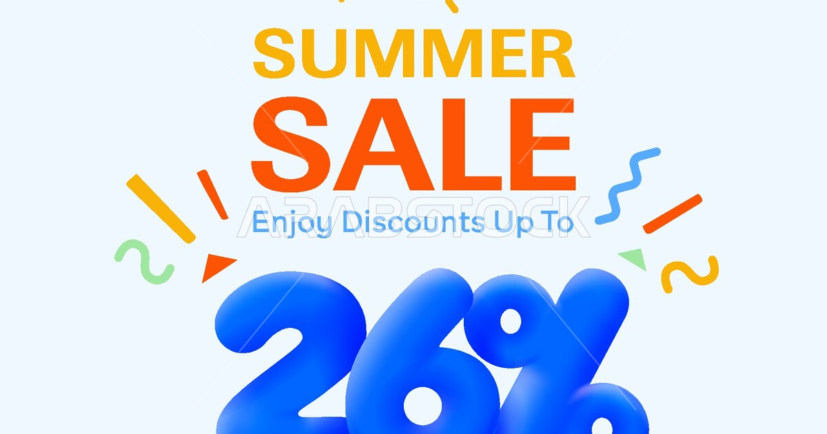 Vector graphic element for discounts, 26% off banner in the form of 3D ...