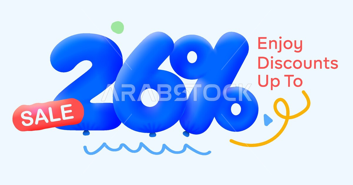Vector graphic element for discounts, 26% discount banner in the form ...