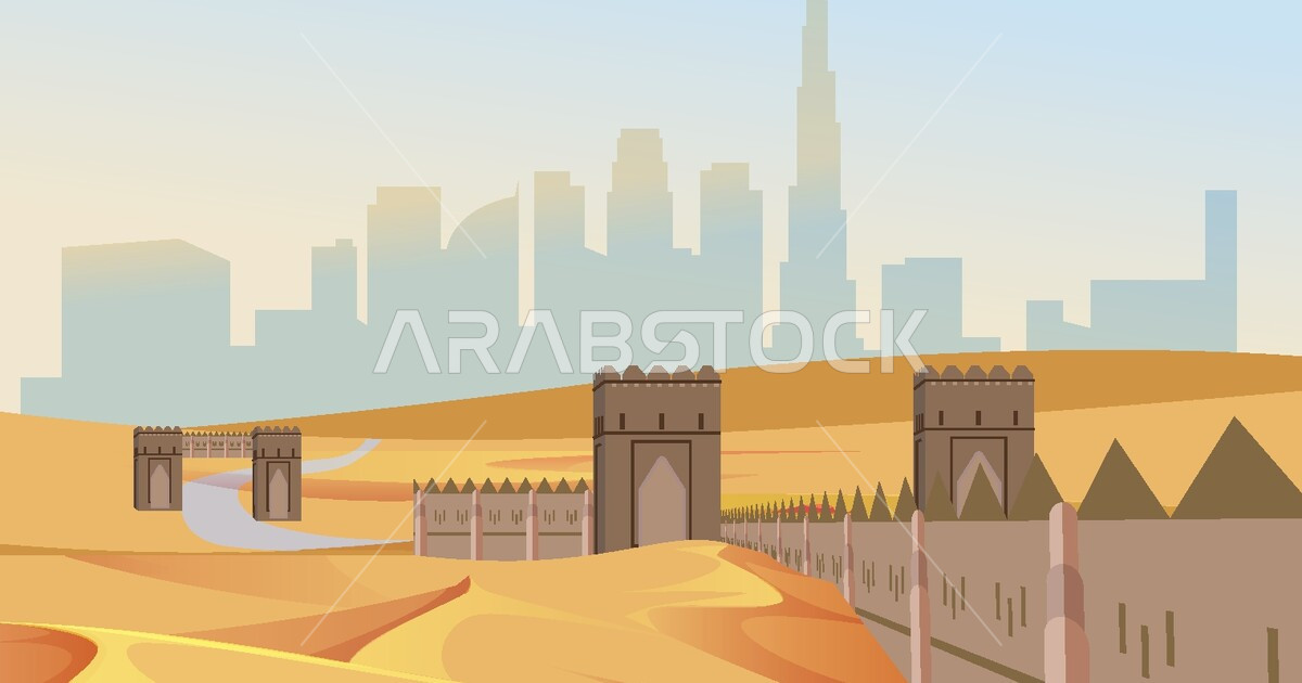 Vector Cartoon for Qasr Al Sarab Design, Al Dhafra District, Abu Dhabi ...