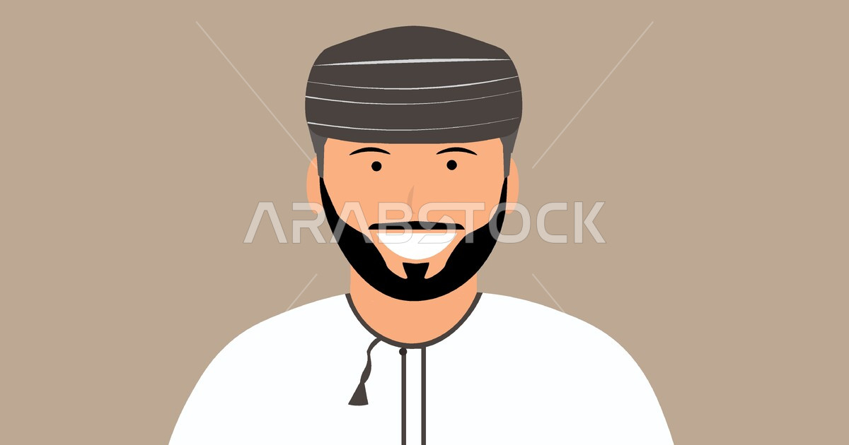 Vector cartoon character, Omani Arab man in traditional dress ...