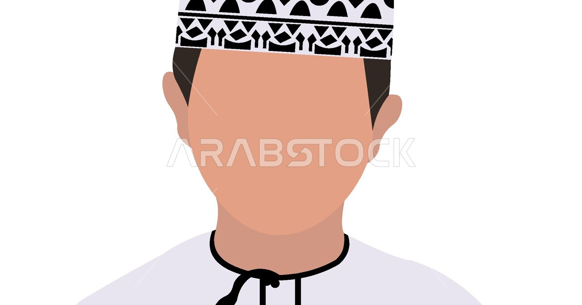 Vector cartoon character, Omani Arab man in traditional dress ...