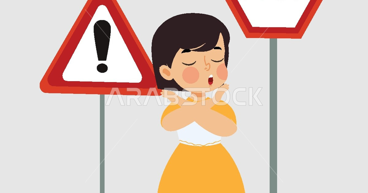 Vector for a child in front of a sign, an illustration of a cartoon ...