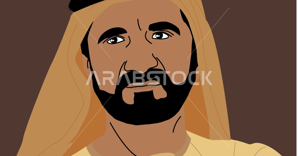 Vector cartoon character, His Highness Sheikh Mohammed bin Rashid Al ...