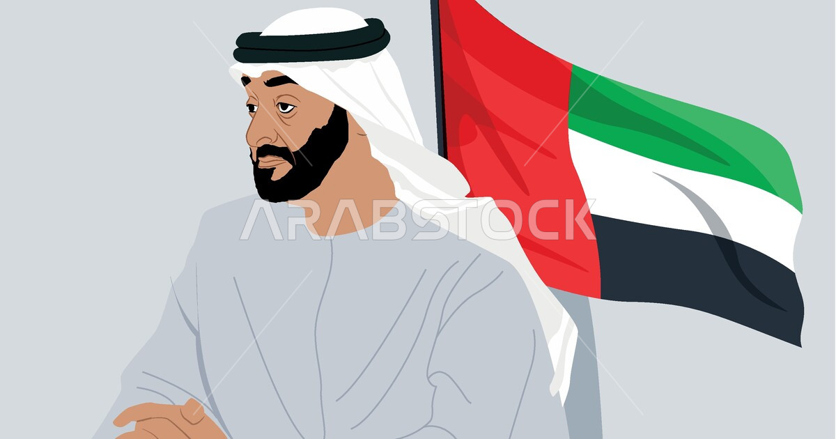 Vector cartoon character, His Highness Sheikh Mohammed bin Zayed Al ...