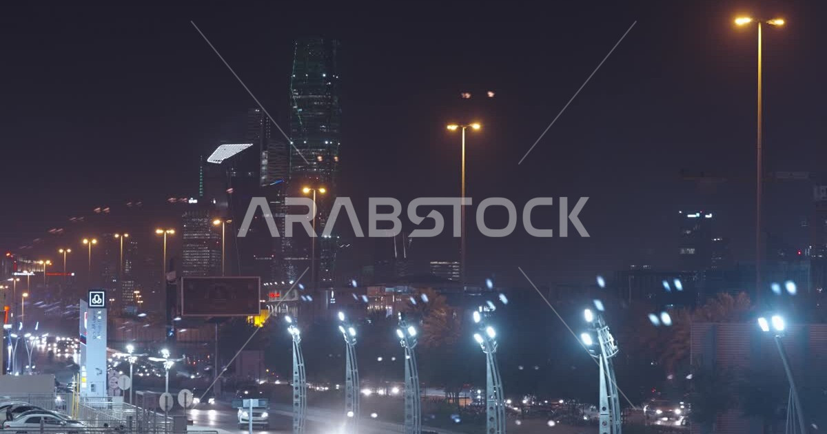 Car traffic in Riyadh, Kingdom of Saudi Arabia, King Abdullah Financial ...
