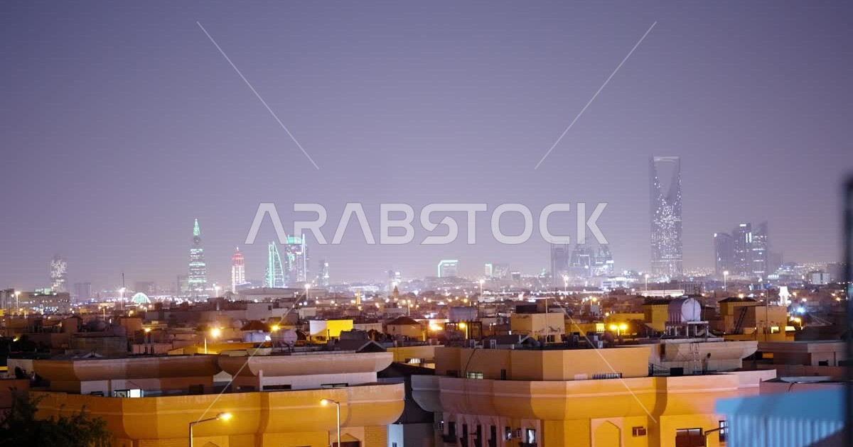 Residential neighborhoods in Riyadh, Kingdom of Saudi Arabia, luminous ...