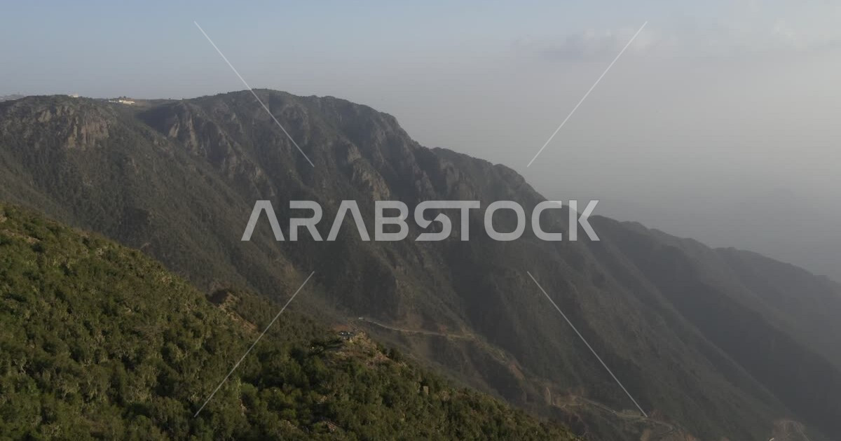 Mountains and highlands in Asir, Saudi Arabia, trees and green plants ...