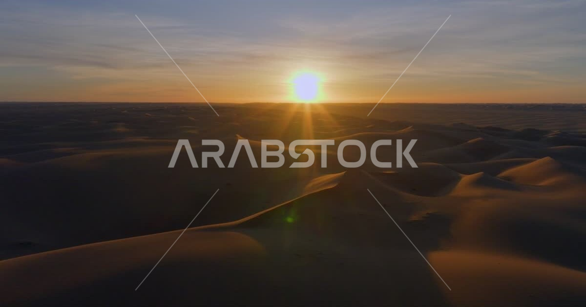 The sandy desert of the Arabian Peninsula, the sunrise in the Empty ...