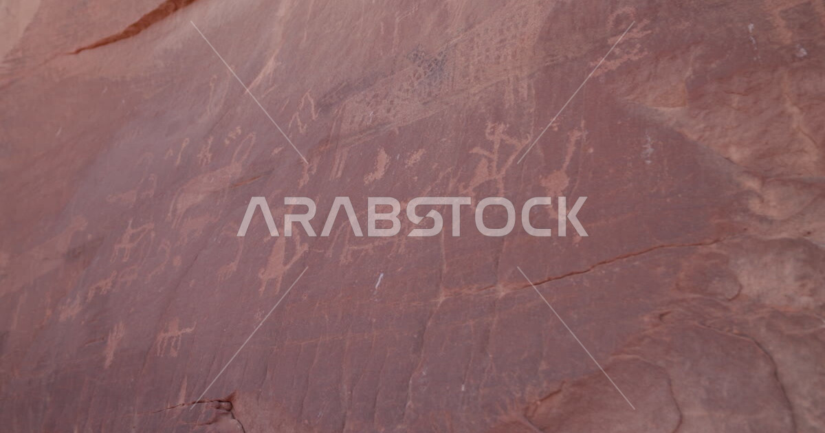 Rock drawings and archaeological inscriptions on sandy rocks in the ...