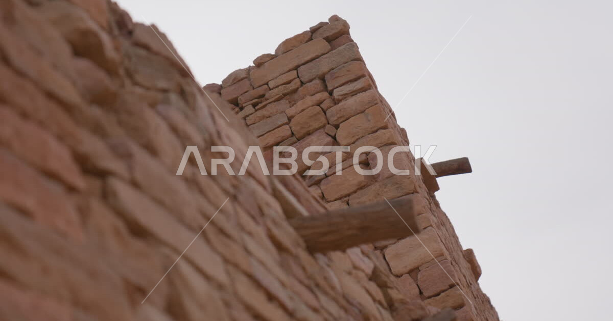 A close-up of houses made of stones, tourist places in Saudi Arabia ...