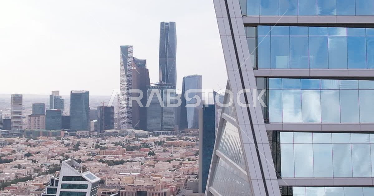 Close-up of the scheduled tower in Riyadh, the towers of the King ...