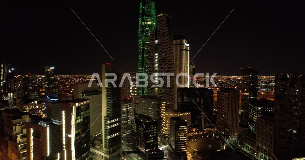 Drone photography of the towers of the King Abdullah Financial District ...