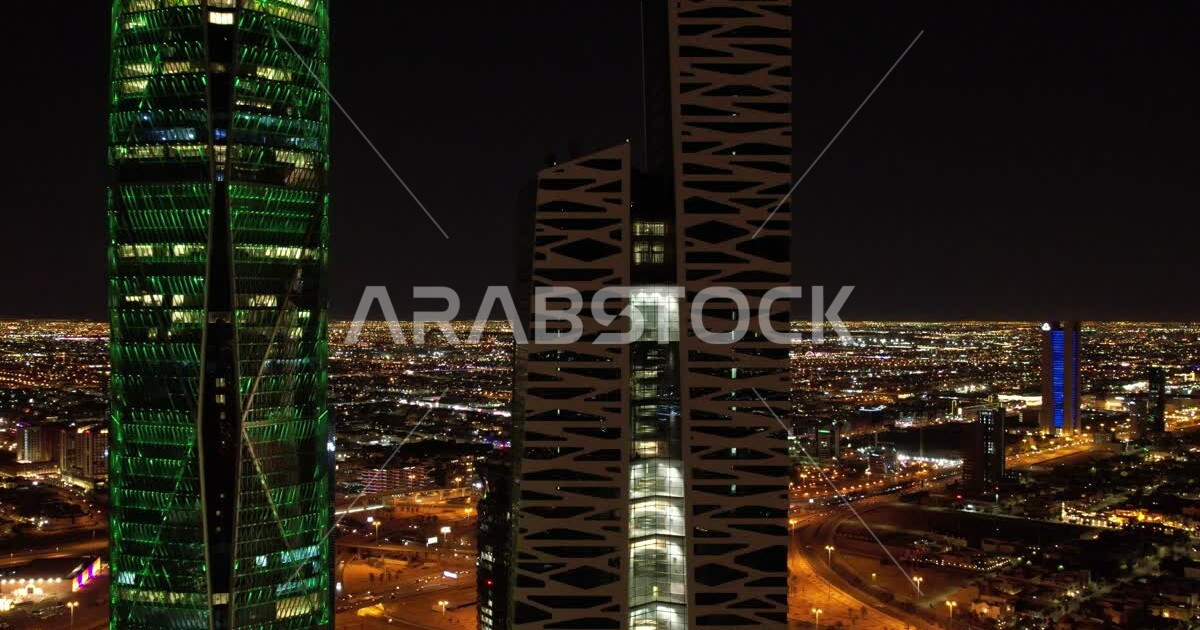 Drone photography of the towers and skyscrapers, the towers of the King ...