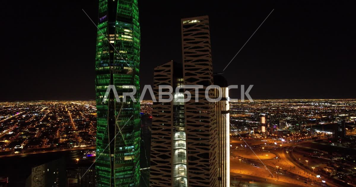 Drone photography of the towers and skyscrapers, the towers of the King ...