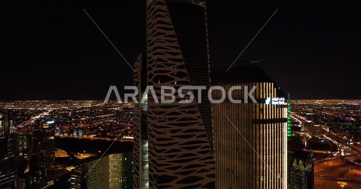 Drone photography of the towers of the King Abdullah Financial District ...