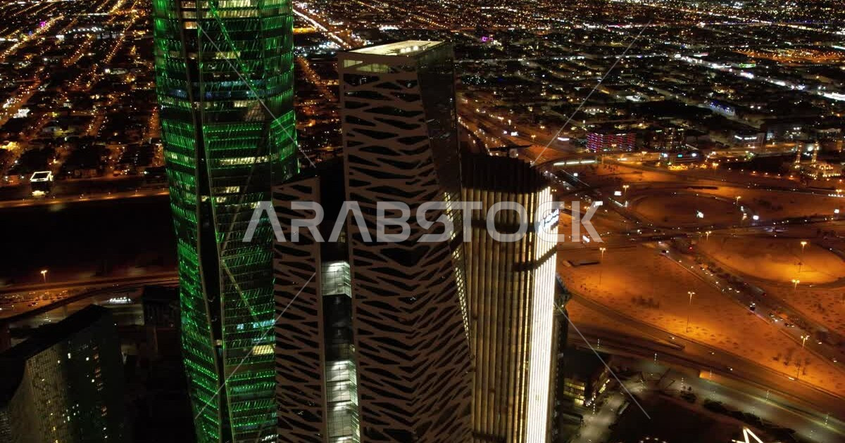 Drone photography of the towers of the King Abdullah Financial District ...