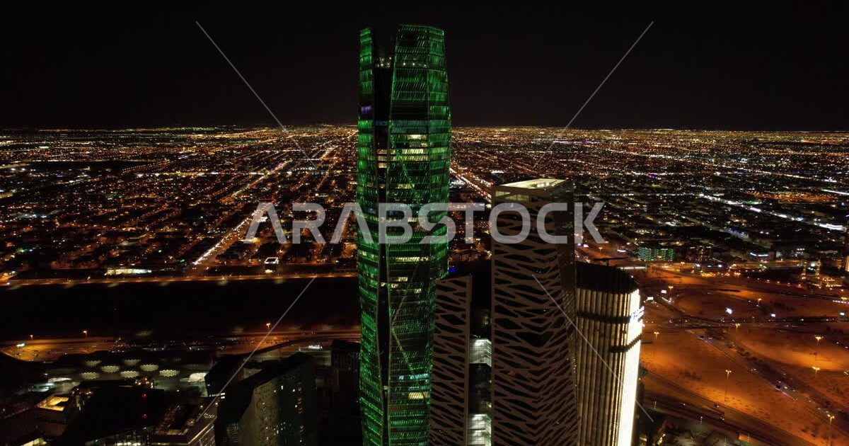 Drone photography of the towers of the King Abdullah Financial District ...