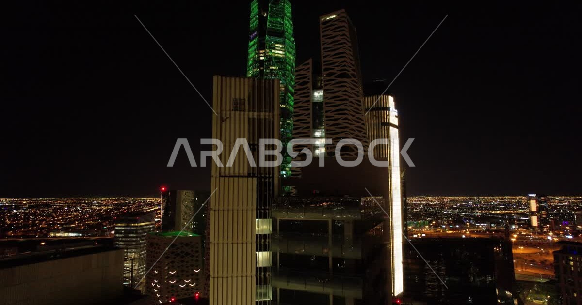 Drone photography of the towers of the King Abdullah Financial District ...