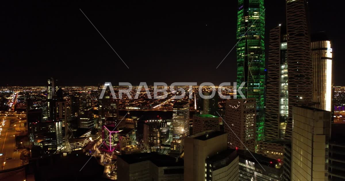 Drone photography of the towers of the King Abdullah Financial District ...
