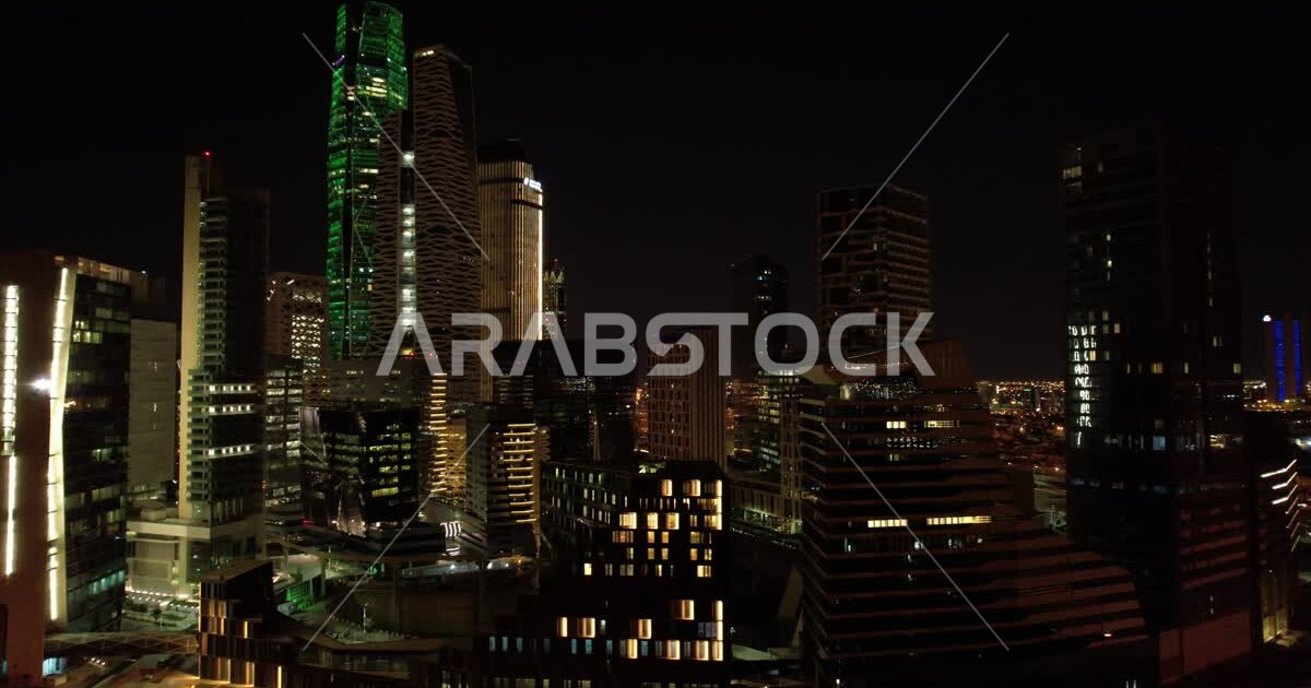 Drone photography of the towers of the King Abdullah Financial District ...