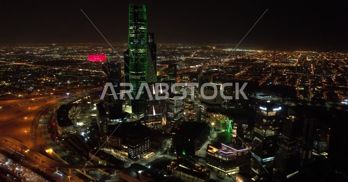 Towers and skyscrapers in Riyadh, Saudi Arabia, Drone photography of ...