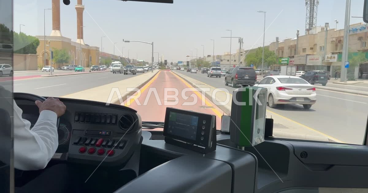 Close-up of the Riyadh bus driver in the Kingdom of Saudi Arabia ...