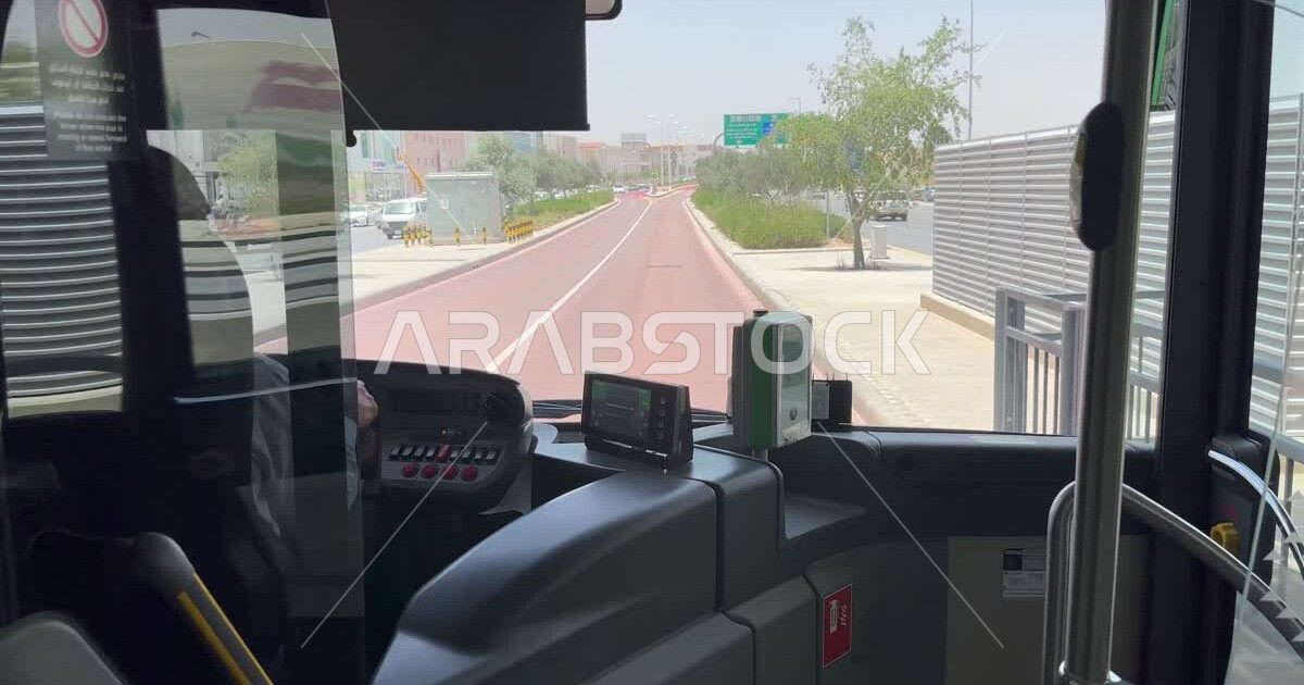 Interior photography of the Riyadh bus in the Kingdom of Saudi Arabia ...