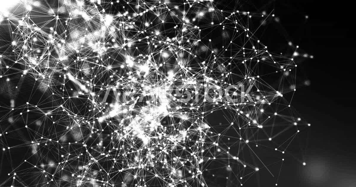 3d grid cells animation, future data communication background, network ...