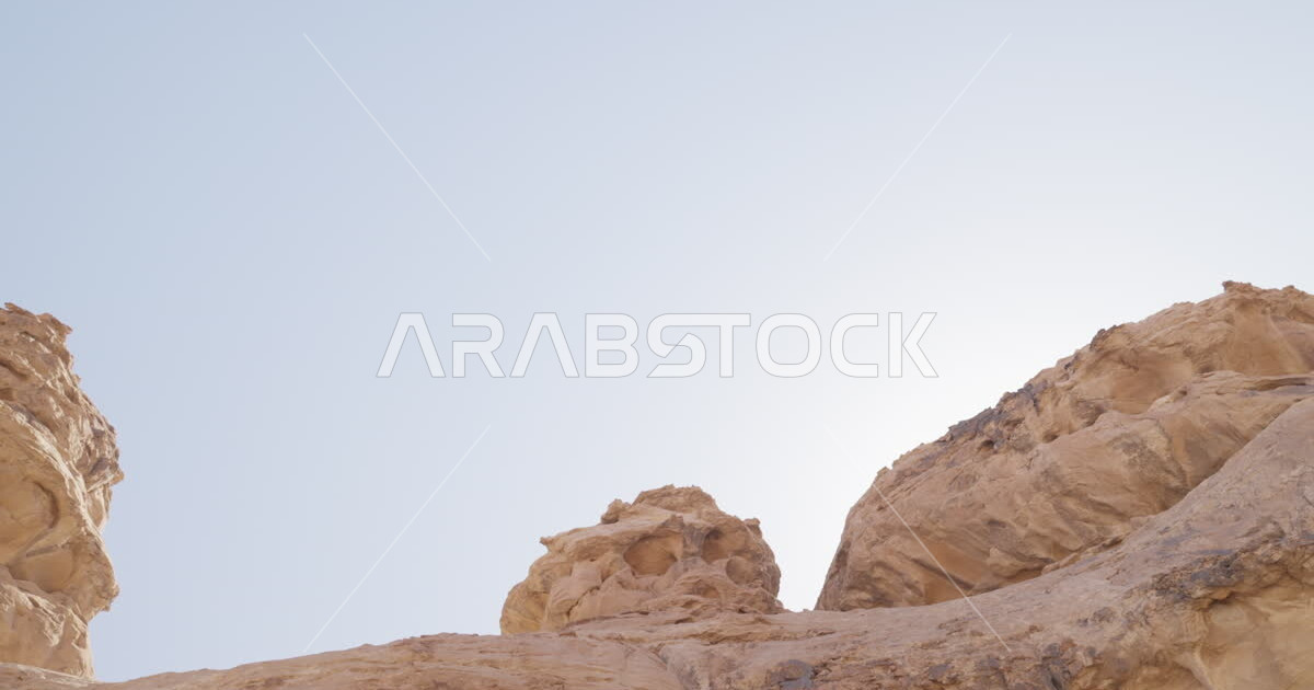 Close-up of historical rock inscriptions and drawings in Hail, Saudi ...