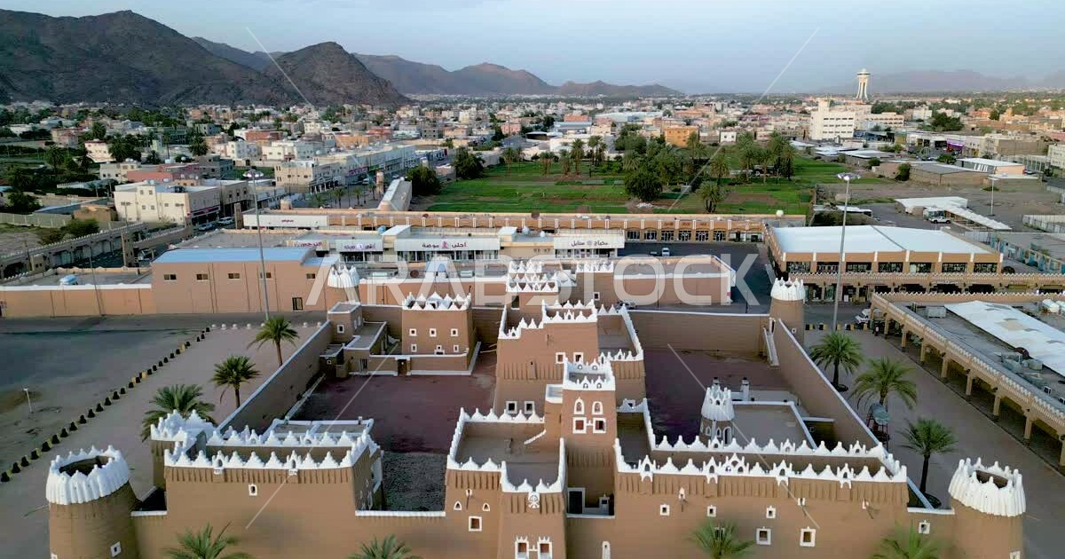 Drone photography of the emirate's historic palace in the city of ...
