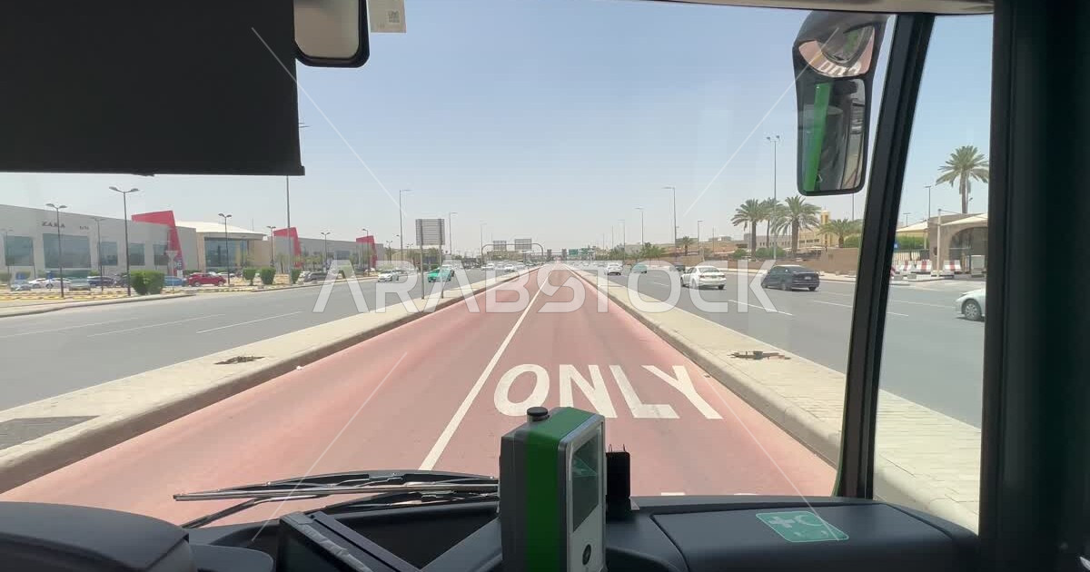 Interior photography of the Riyadh bus in the Kingdom of Saudi Arabia ...
